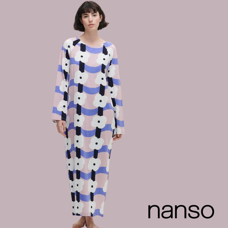 Nanso - Unikukka - Lange Jurk met lange mouw - Pink Pattern | LvB