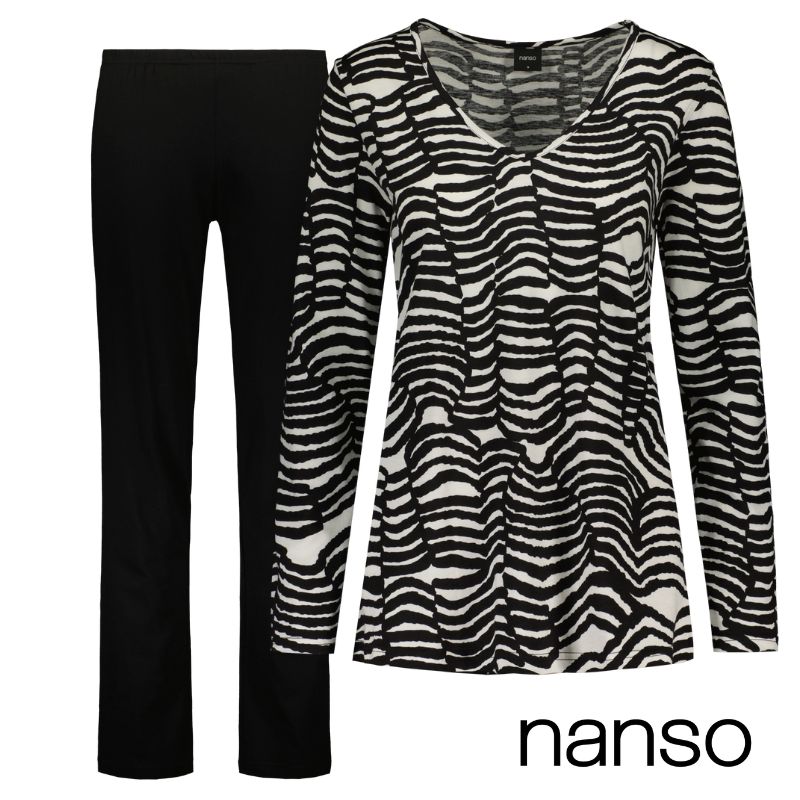 Nanso - Unna - Pyjama - Black Scribble | Lingerie van Bokhoven