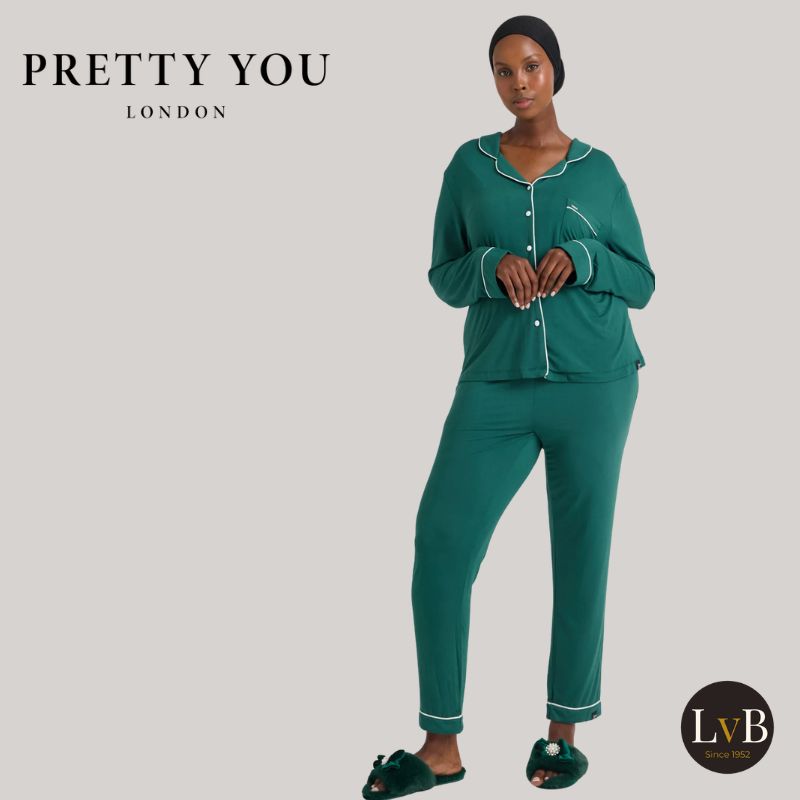Pretty You London - Bamboo - Pyamaset - Green | Lingerie van Bokhoven