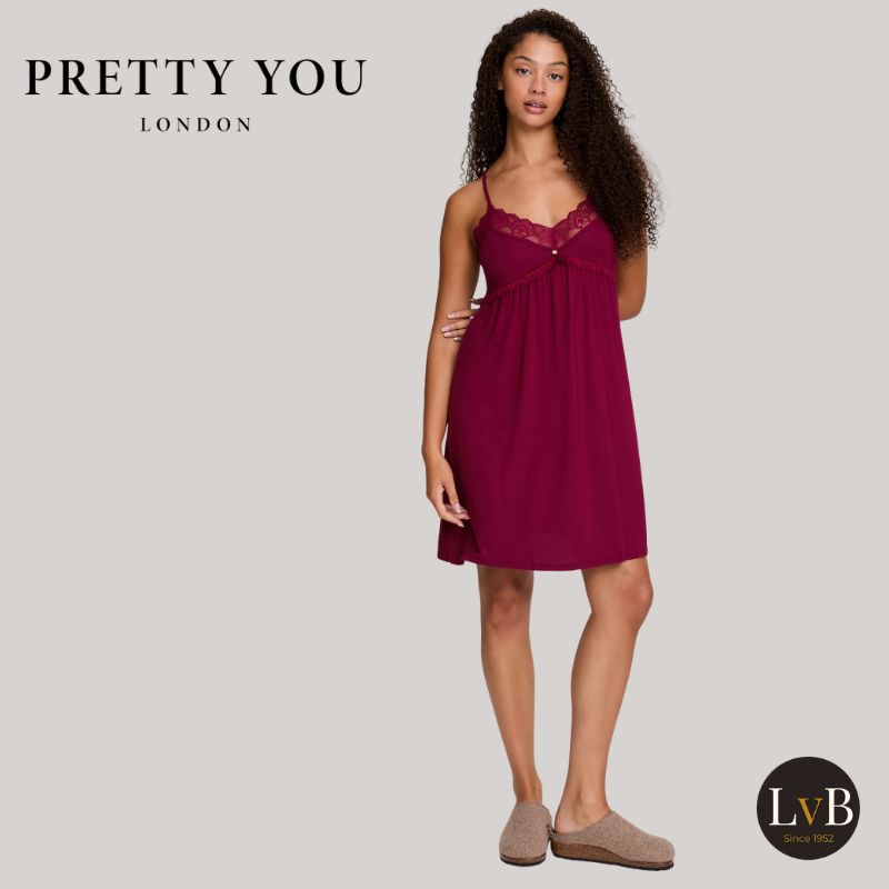 Pretty You London - Bamboo Lace - Chemise - Bordeaux | LvB
